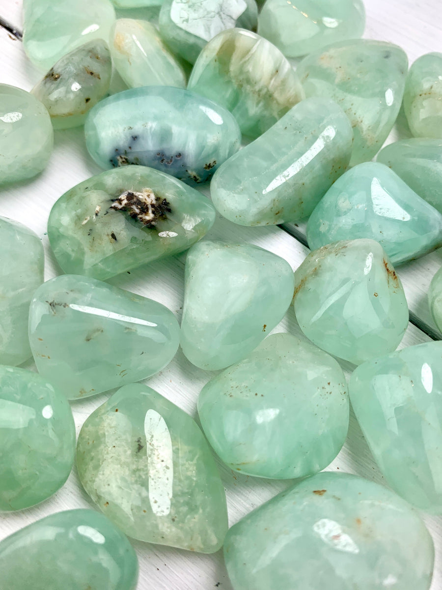 Blue Prehnite Tumbled Stone – Crystal Vibes Inc.